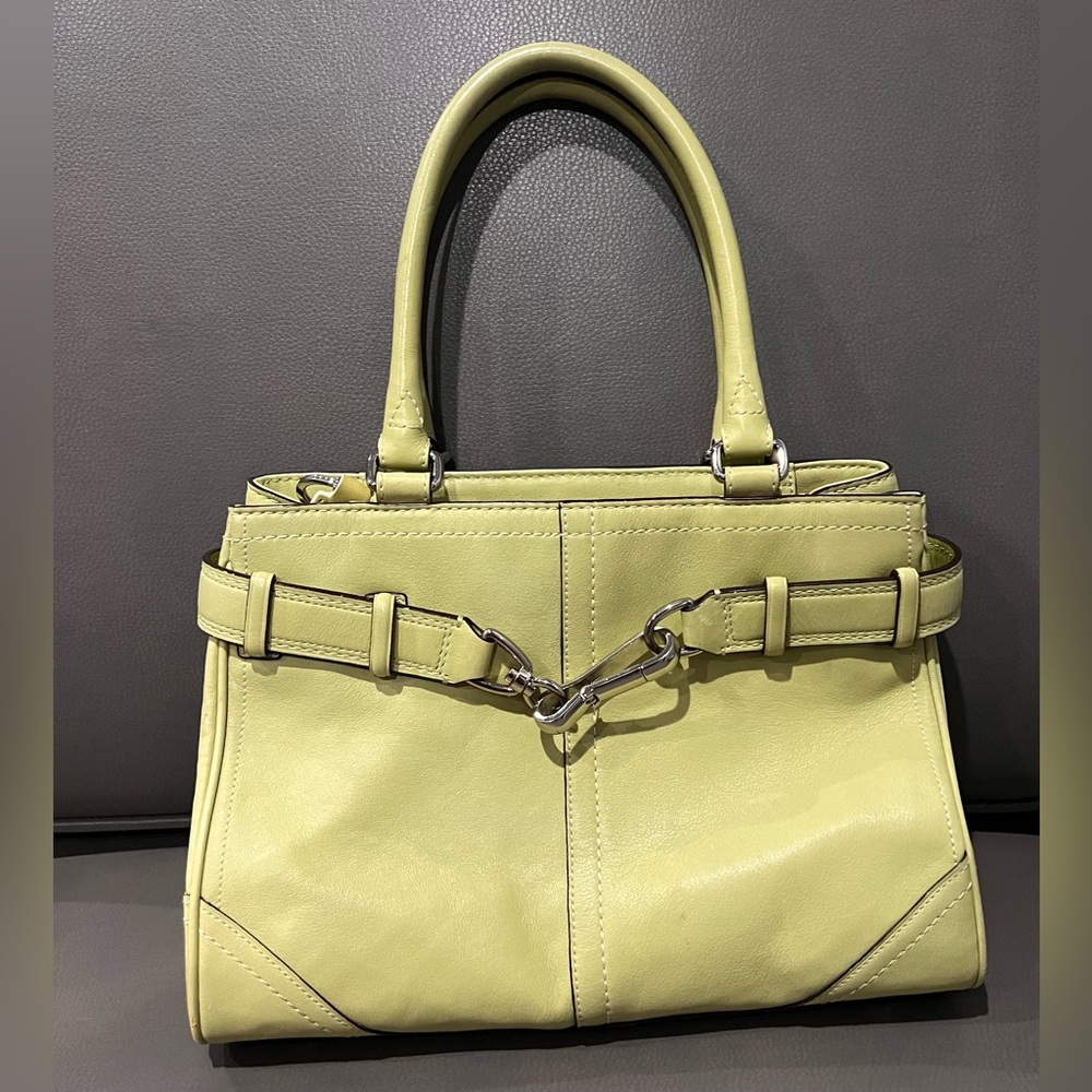 Rare Coach Hampton Light Green Leather Purse Satchel … - Gem